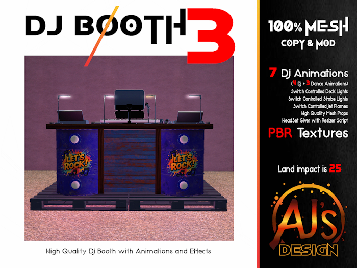 Second Life Marketplace - AJ's Design - DJ Booth (Barrels) with Animations and Effects